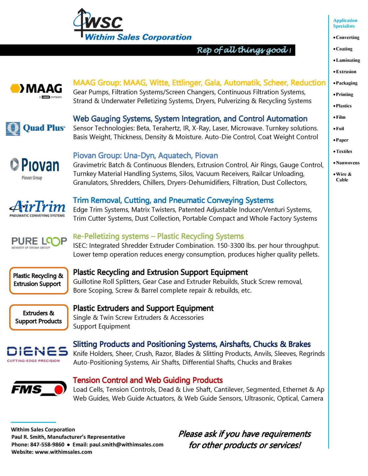 Line Card - Withim Sales Corporation