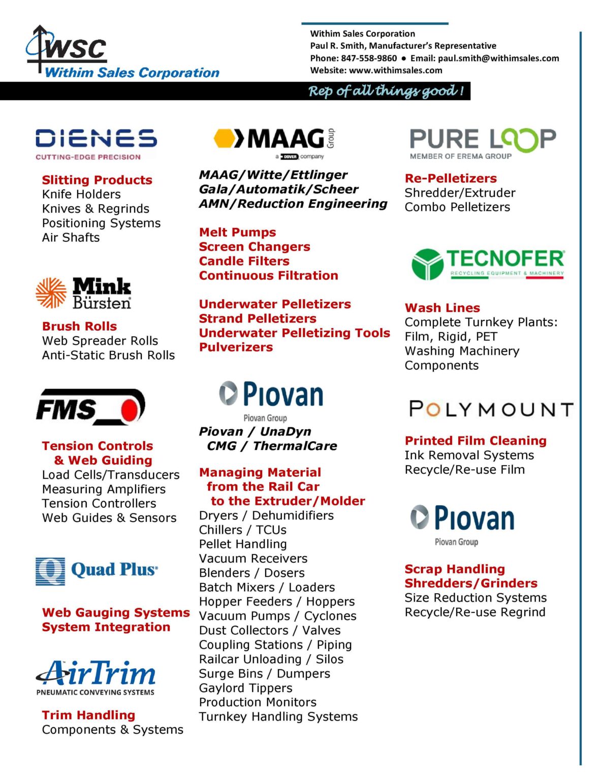 Line Card - Withim Sales Corporation